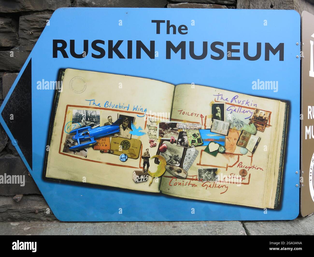 Sign for The Ruskin Museum in Coniston, an ideal place to visit on a ...