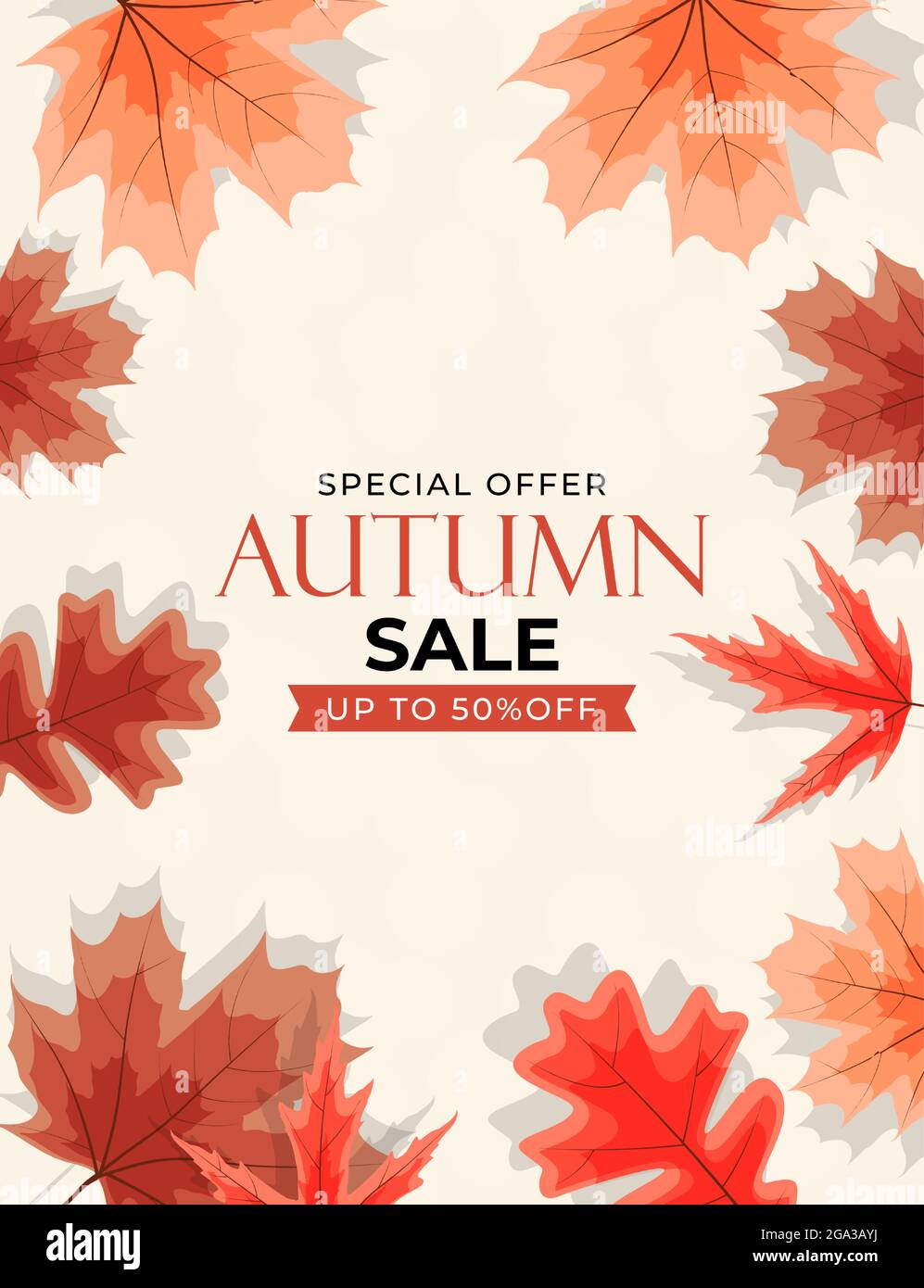 Shiny Autumn Leaves Sale Banner. Business Discount Card. Vector ...