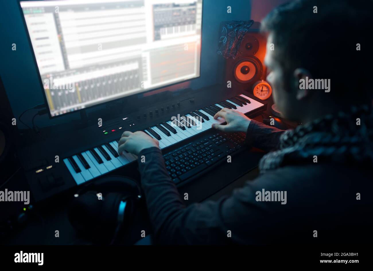 Sound producer working in recording studio Stock Photo - Alamy