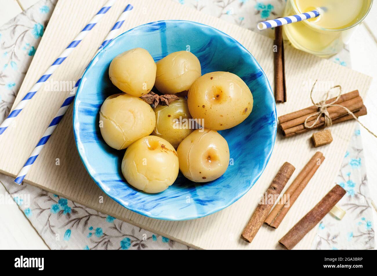 sweet canned apples for winter in a plate Stock Photo - Alamy
