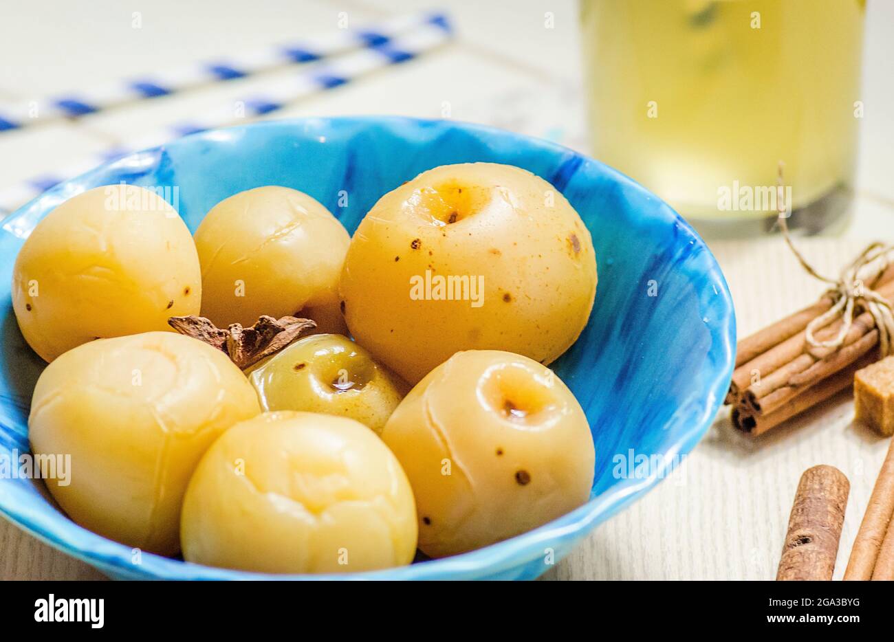 sweet canned apples for winter in a plate Stock Photo - Alamy
