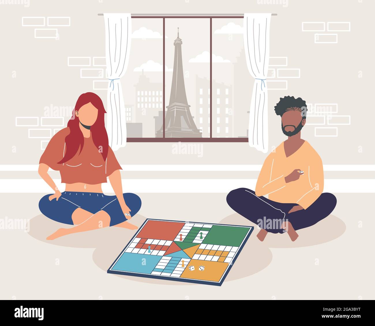 couple playing ludo scene characters Stock Vector Image & Art - Alamy