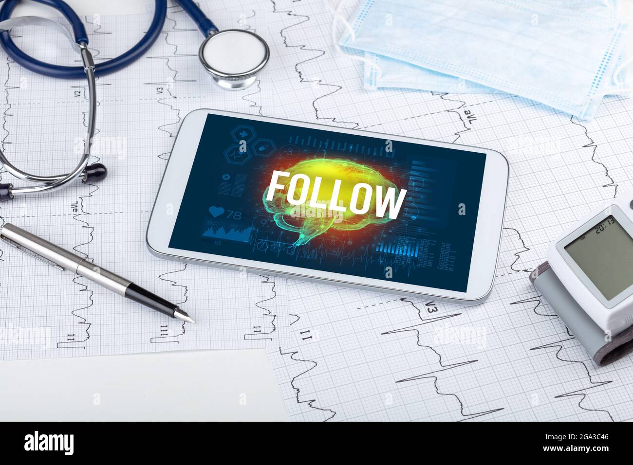 Tablet pc and medical tools Stock Photo - Alamy