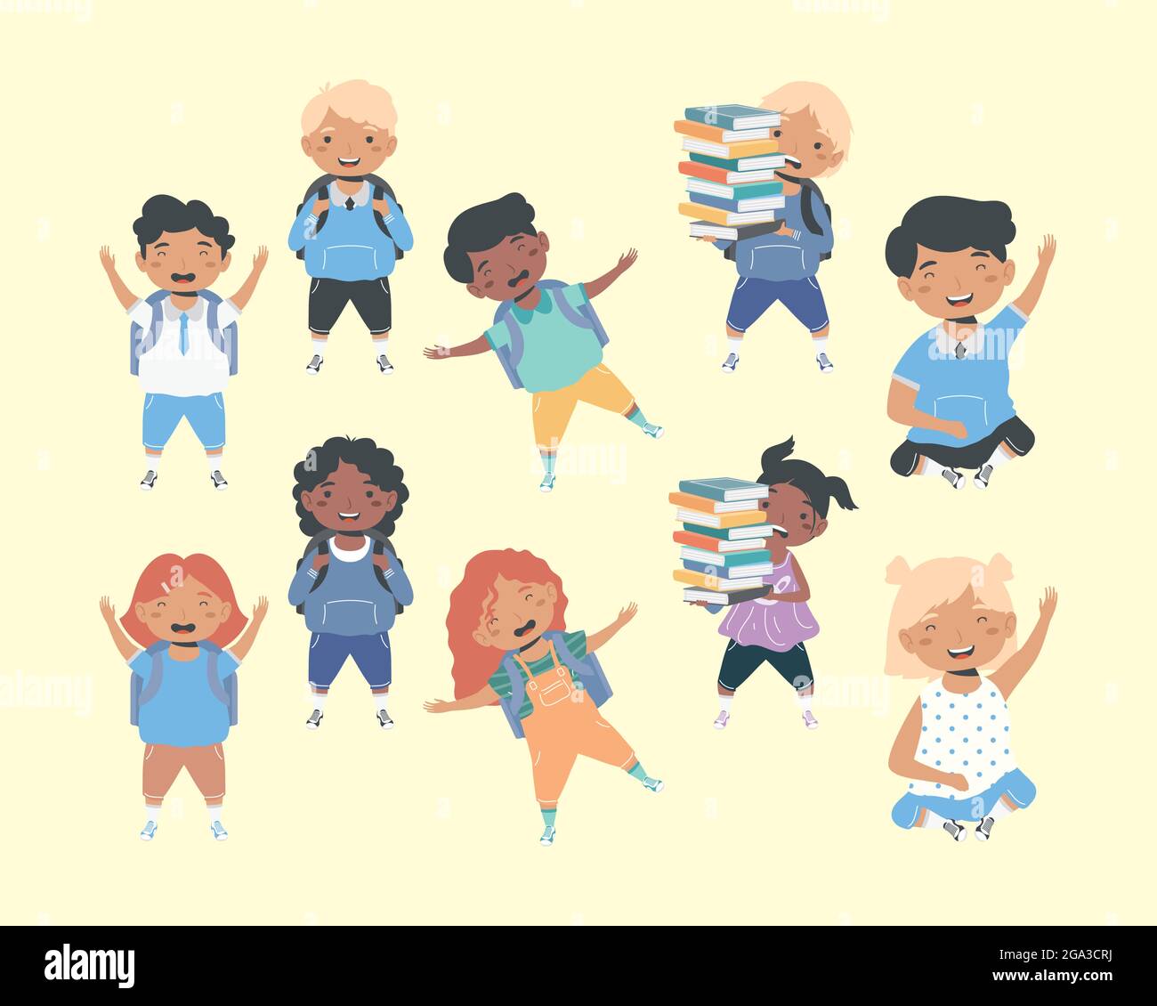 ten students back to school characters Stock Vector Image & Art - Alamy