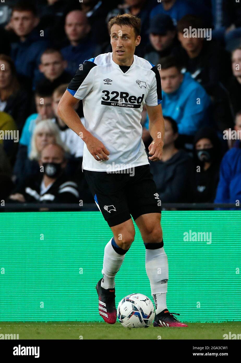 Derby, England, 28th July 2021. Craig Forsyth of Derby County during ...