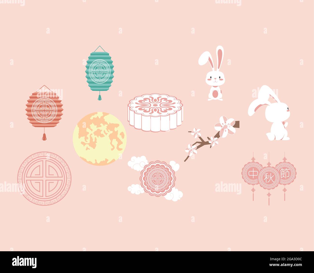 Mid autumn festival decorations Stock Vector Images - Alamy
