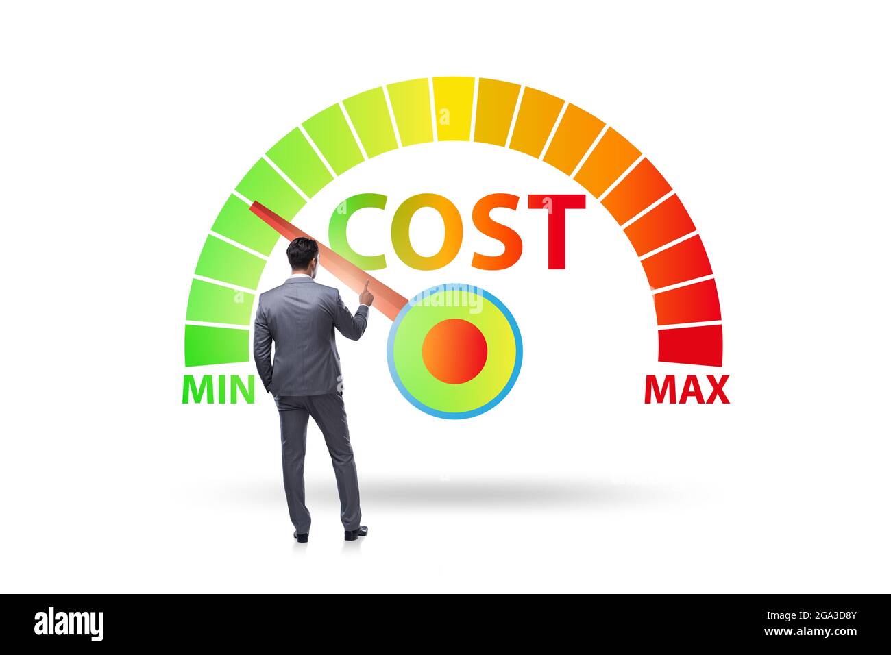 Cost management concept with the businessman Stock Photo - Alamy