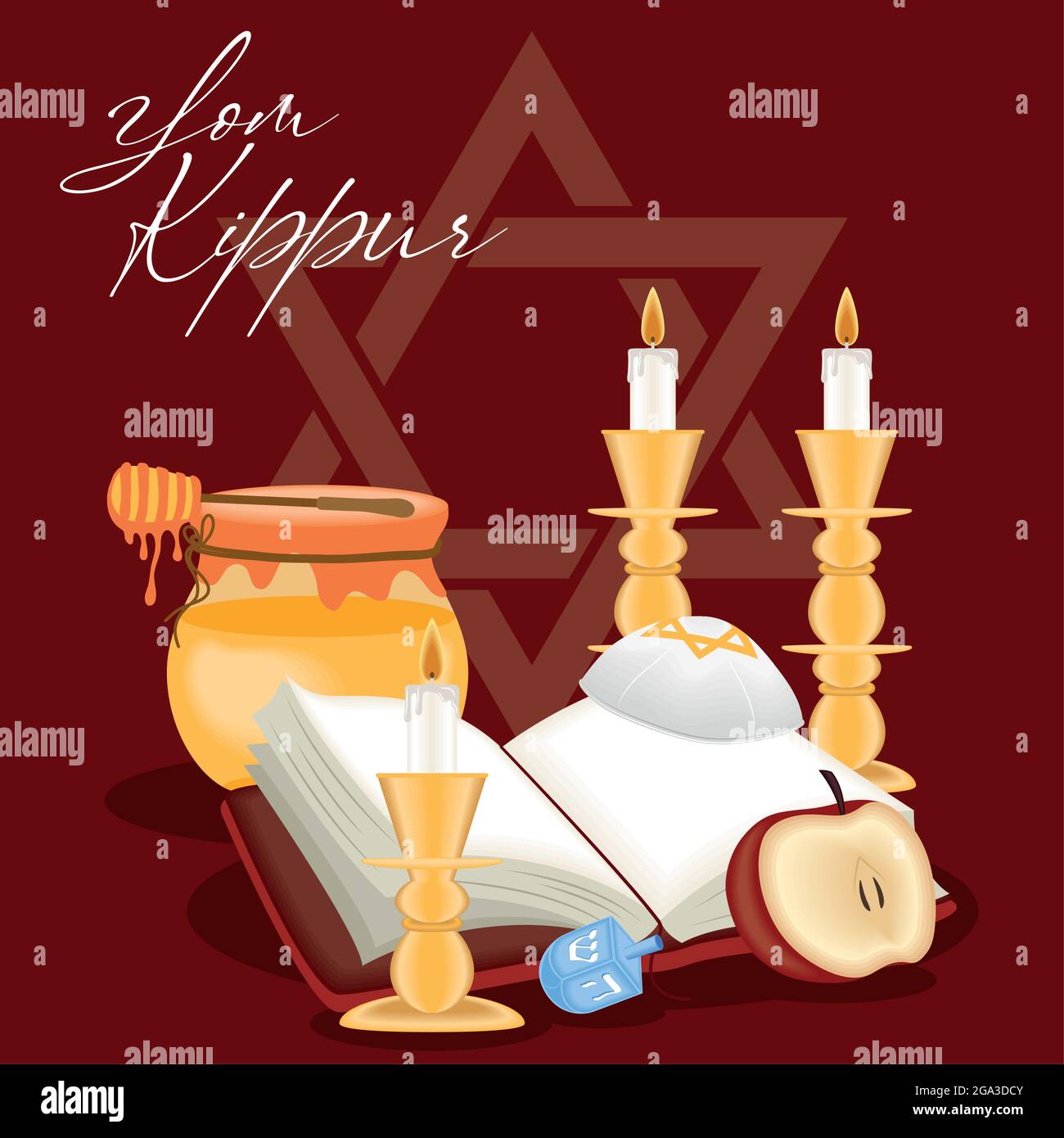 Yom Kippur Postcard With Icons Stock Vector Image And Art Alamy