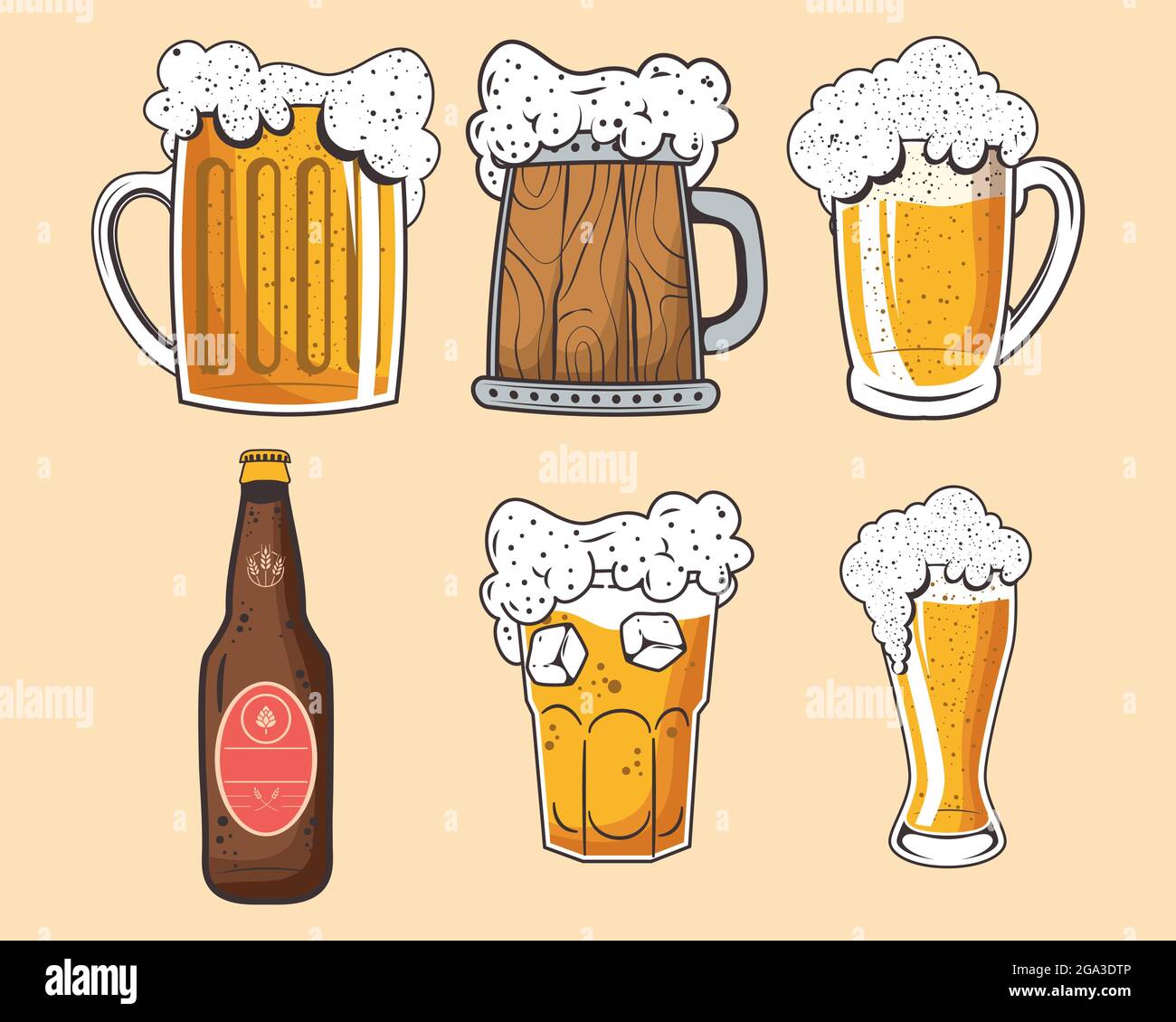 six oktoberfest celebration set beers Stock Vector Image & Art - Alamy