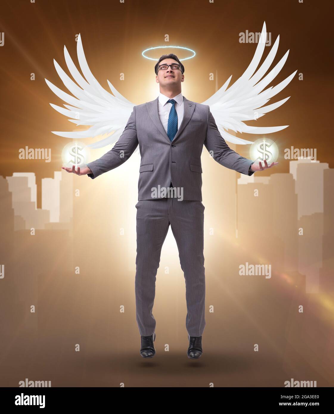 The angel investor concept with businessman with wings Stock Photo - Alamy