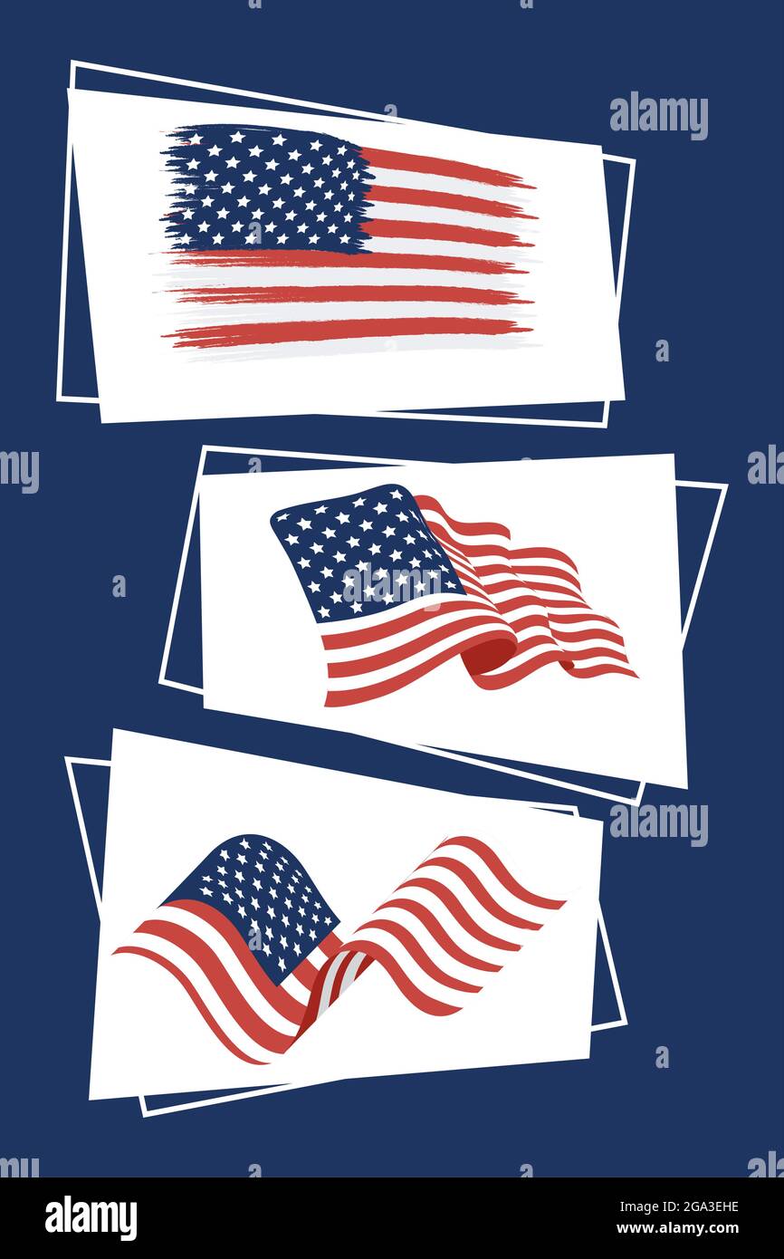 three usa flags waving icon Stock Vector Image & Art - Alamy