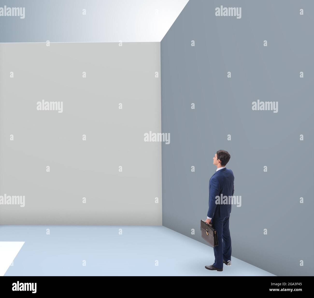 The businessman trying to escape from difficult situation Stock Photo ...