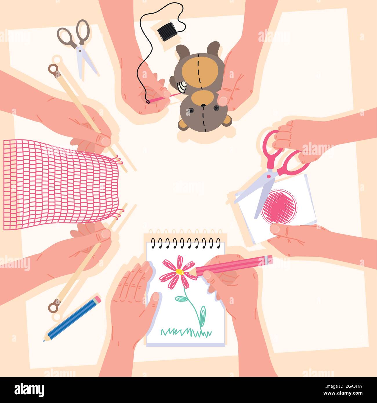 Hands hand weaving Stock Vector Images - Alamy