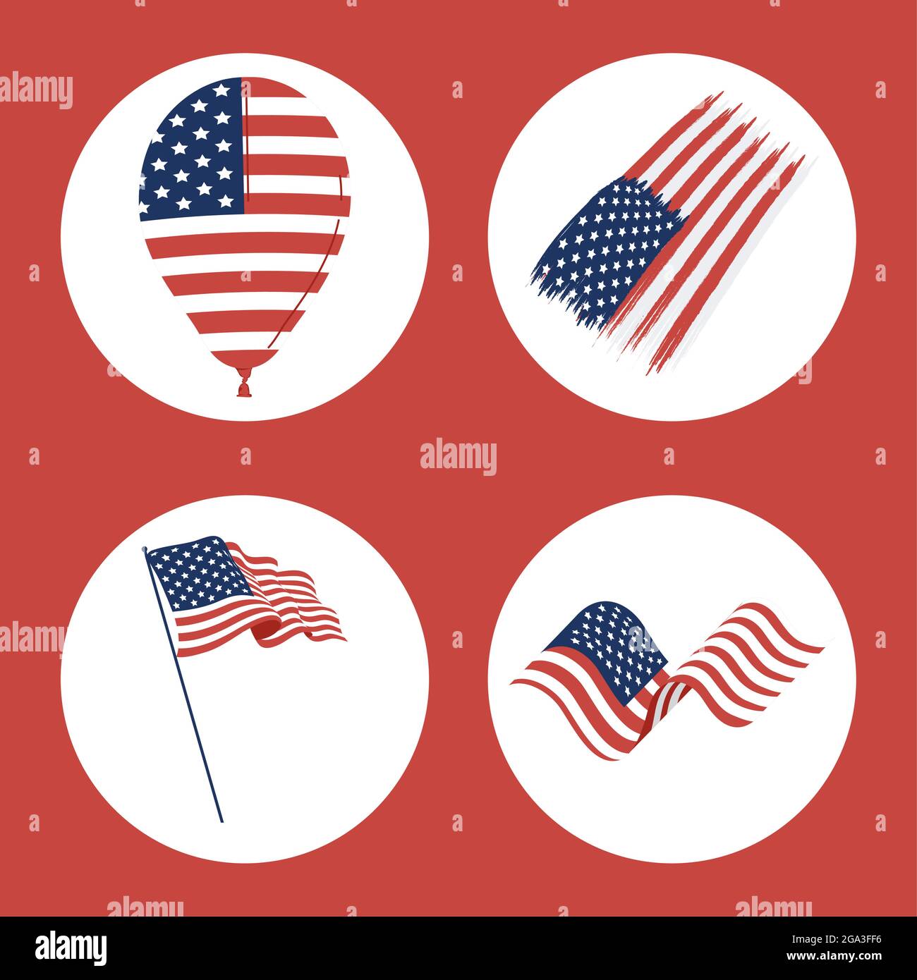 four usa flags patriotic icons Stock Vector Image & Art - Alamy