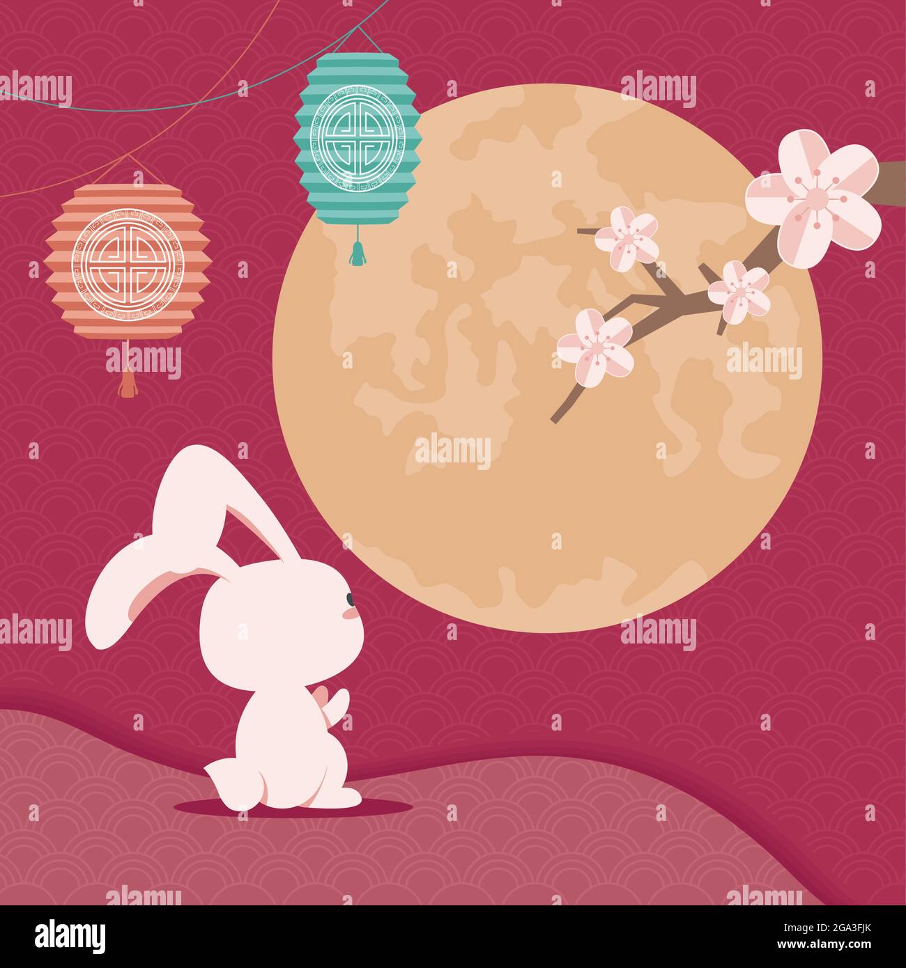 chinese Moon festival rabbit and fullmoon Stock Vector Image & Art - Alamy