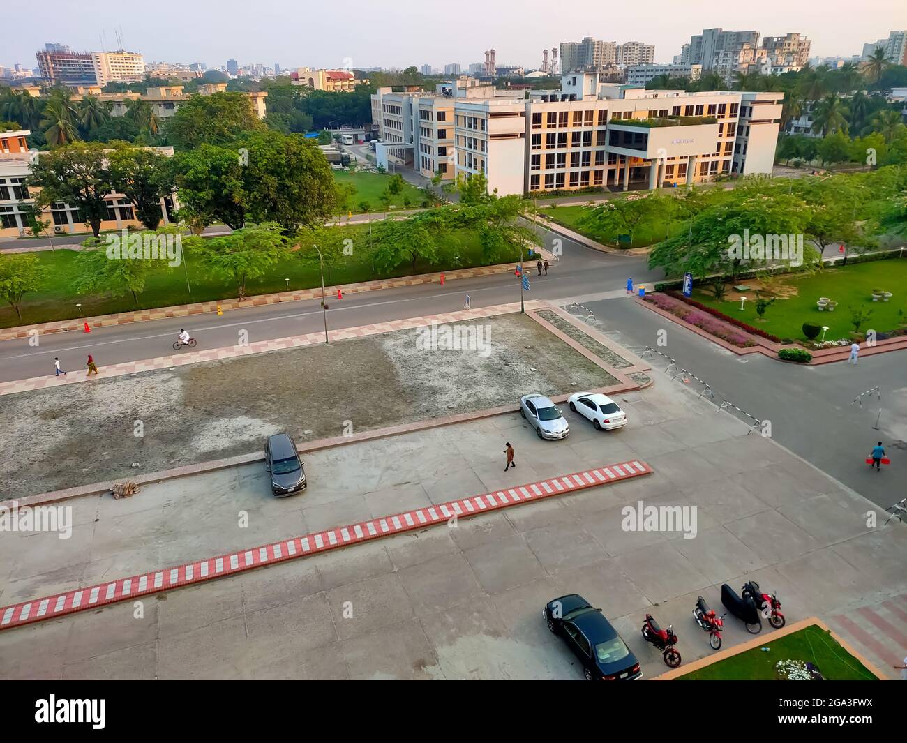 CASABLANCA, MOROCCO - Feb 03, 2021: A high angle shot of parking near ...