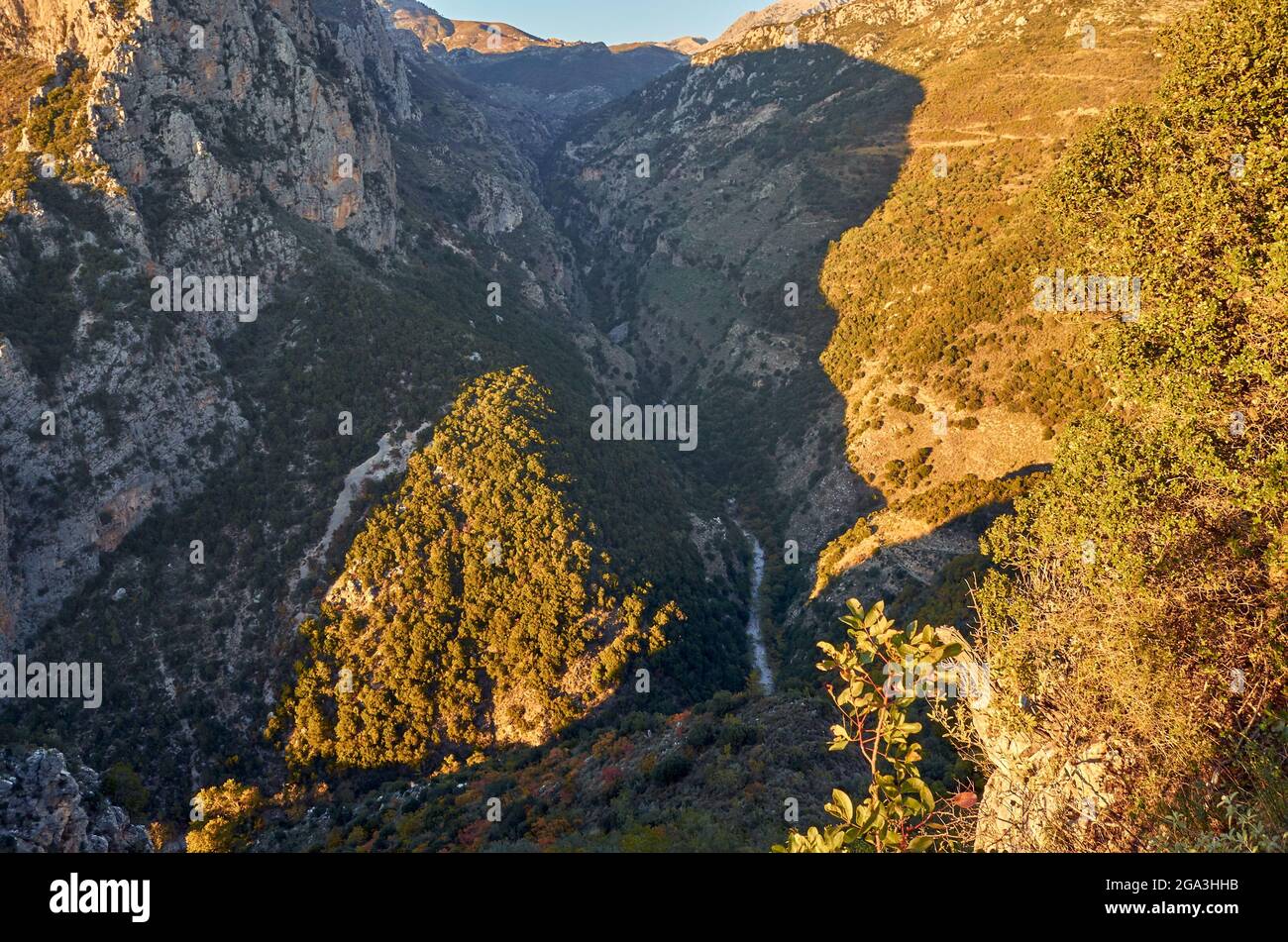 Natural scenery from the famous Ridomo gorge in Taygetus Mountain. The ...