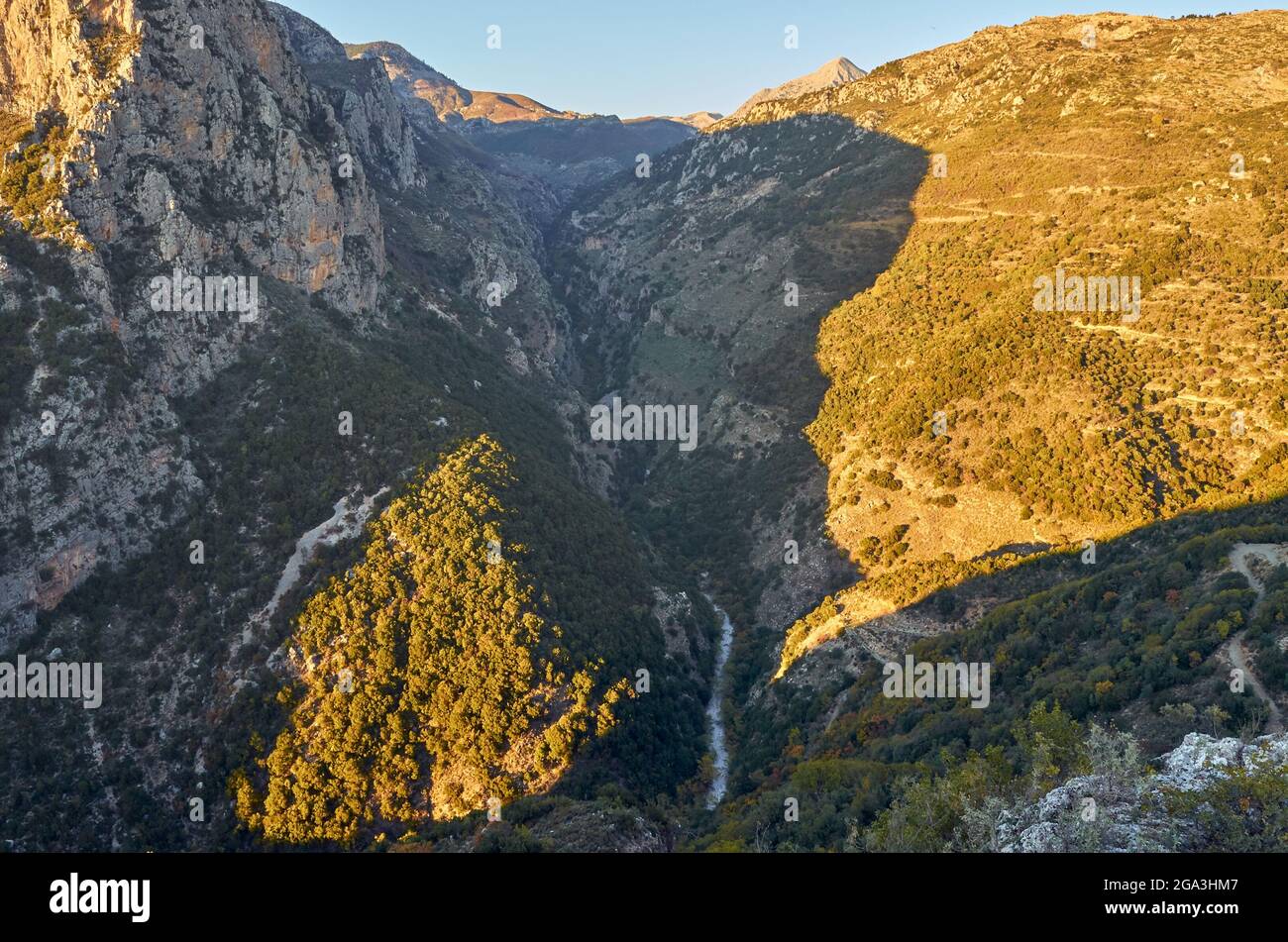 Natural scenery from the famous Ridomo gorge in Taygetus Mountain. The ...