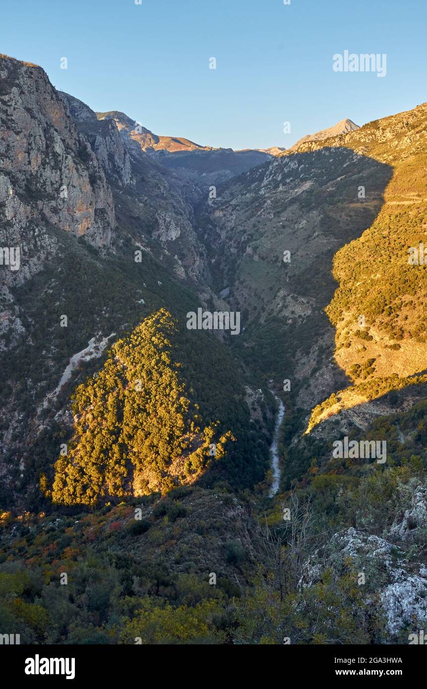 Natural scenery from the famous Ridomo gorge in Taygetus Mountain. The ...