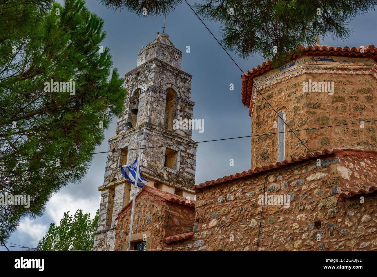 Old traditional church in Vorio village located near Kentro Avia and ...