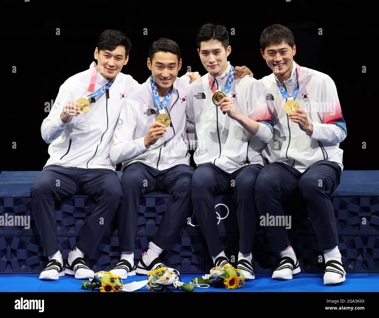29th July, 2021. S. Korean fencers win gold in team sabre fencing event ...