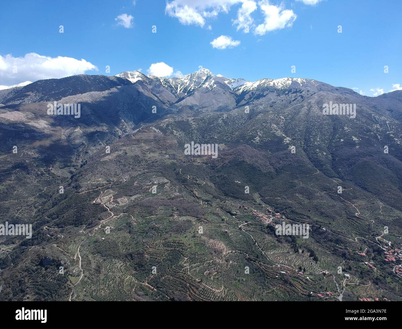 Aerial scenic view from over the famous Ridomo gorge in Taygetus ...