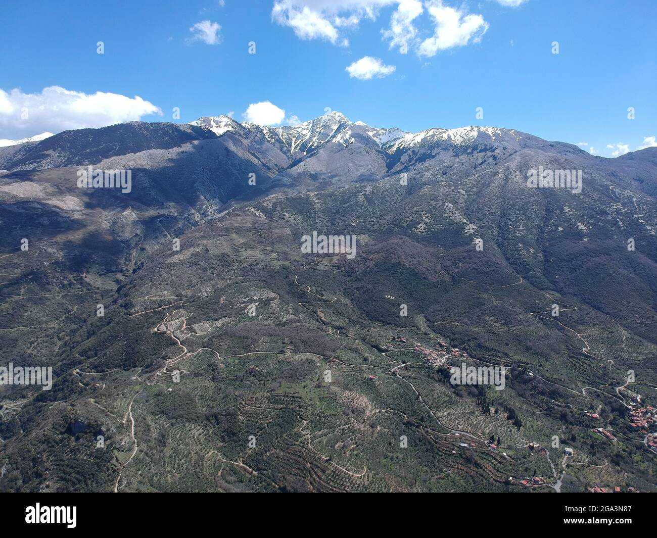 Aerial scenic view from over the famous Ridomo gorge in Taygetus ...