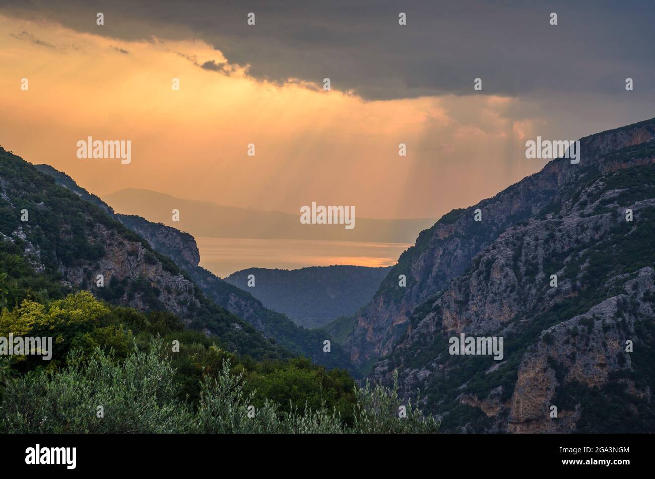 Aerial scenic view from over the famous Ridomo gorge in Taygetus ...