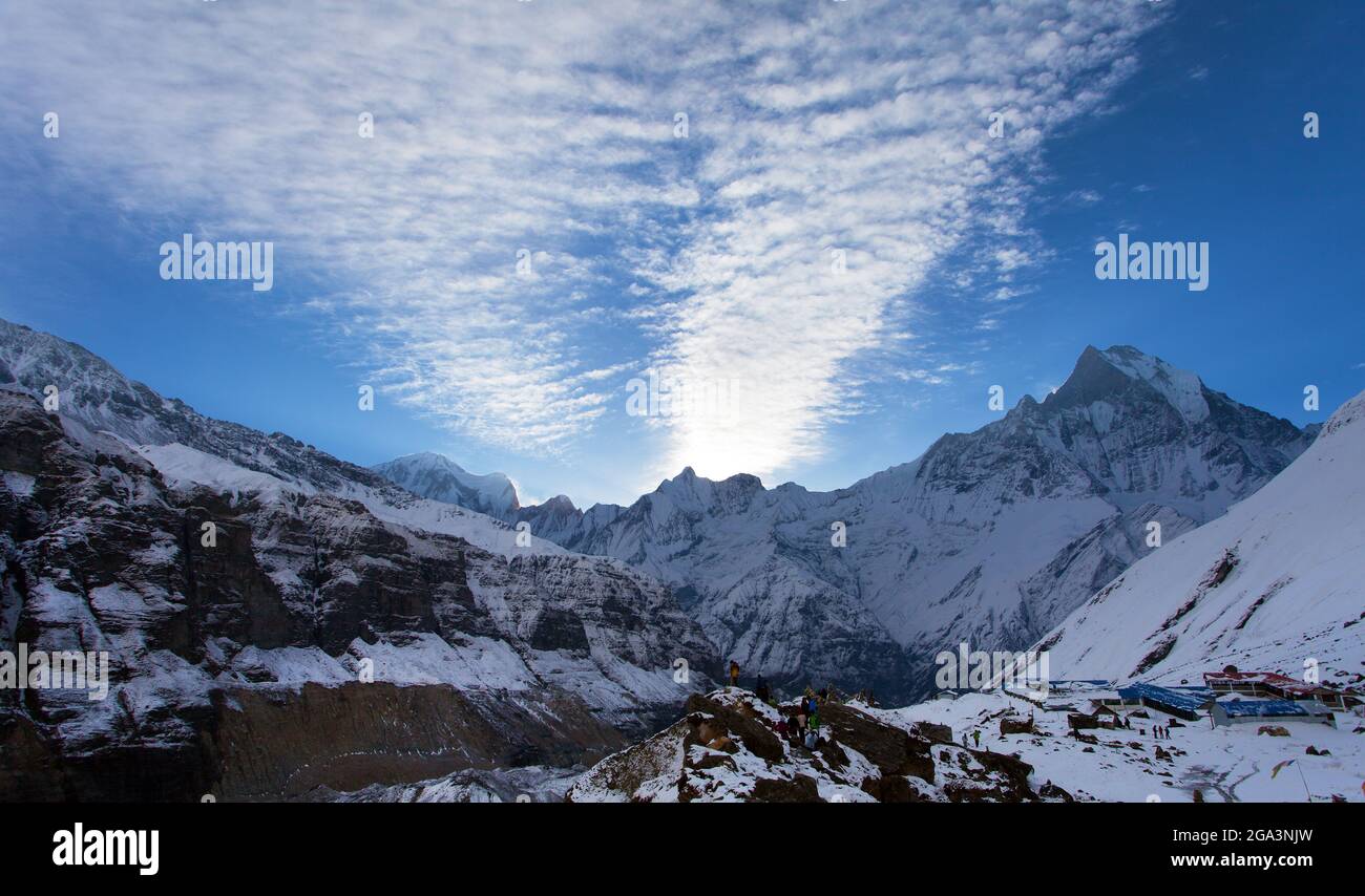 View of Mount Machhapuchhare from Annapurna south base camp, round ...
