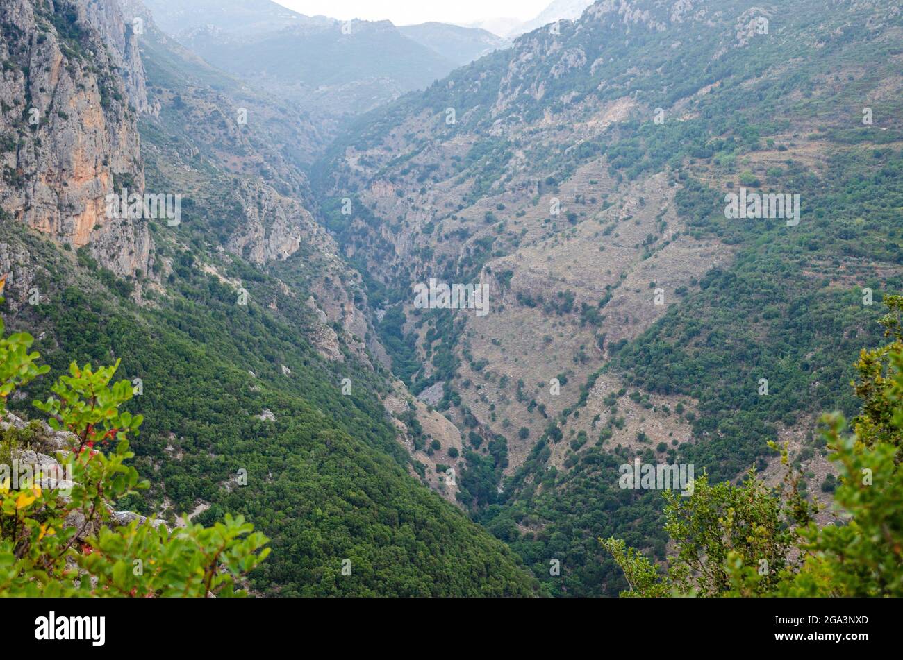 Natural scenery from the famous Ridomo gorge in Taygetus Mountain. The ...