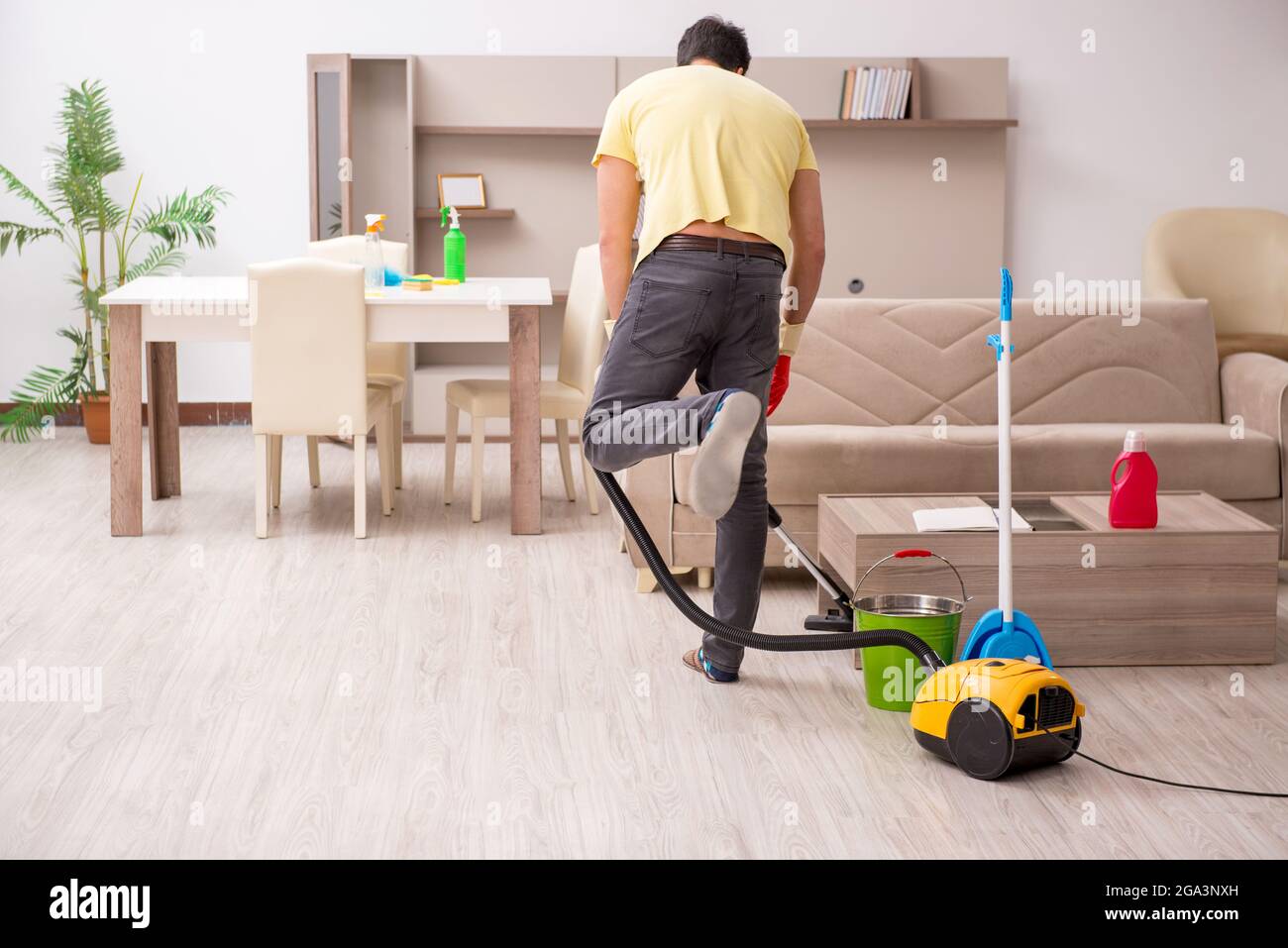 Back View Man Washing Floor High Resolution Stock Photography and ...