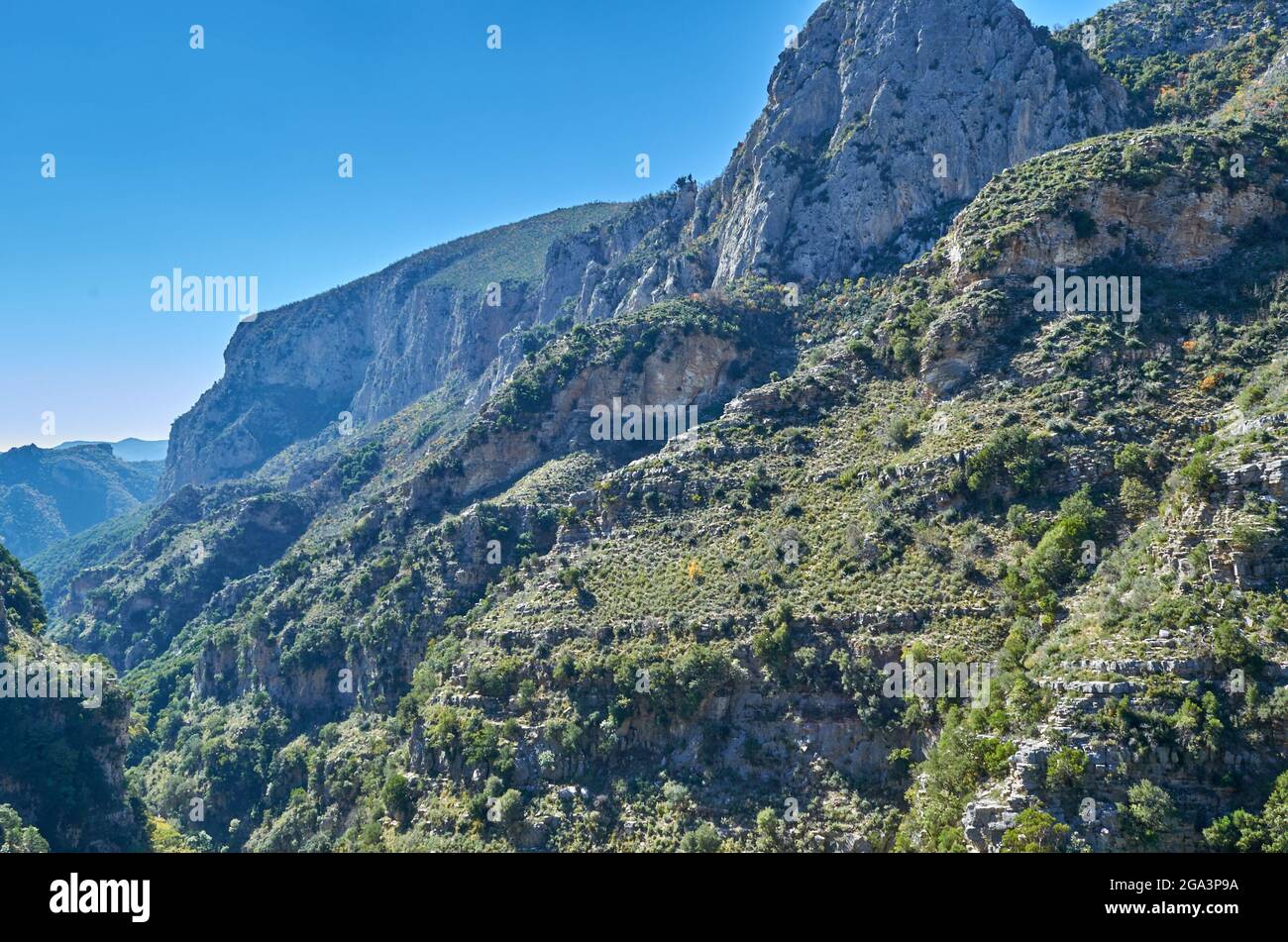 Natural scenery from the famous Ridomo gorge in Taygetus Mountain. The ...