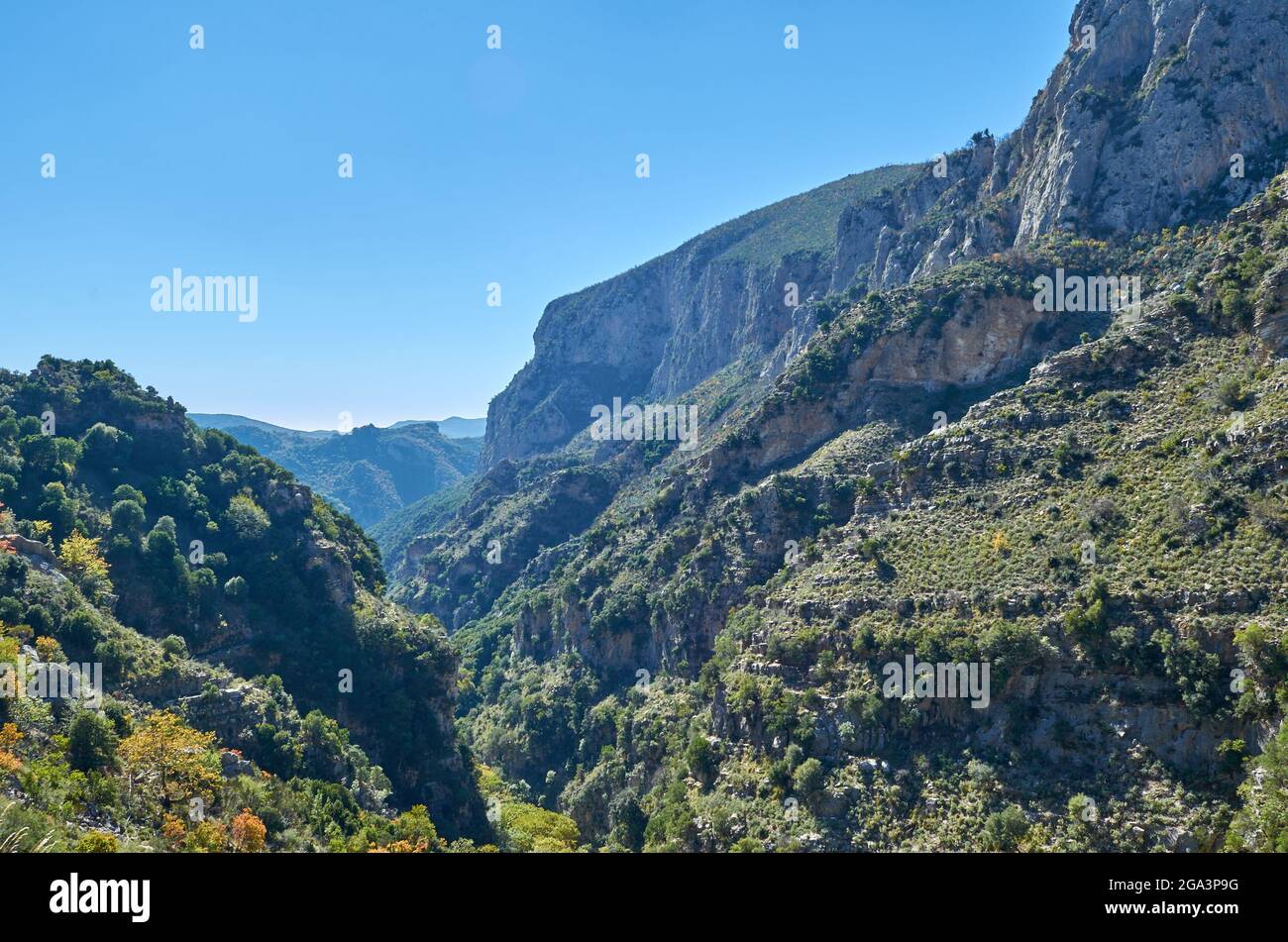 Natural scenery from the famous Ridomo gorge in Taygetus Mountain. The ...