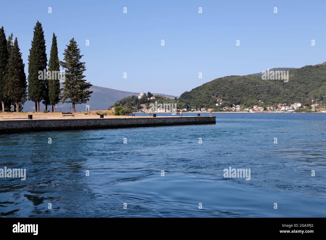 Lepetane, Montenegro - July 20, 2021 Beautiful view on Lepetane city ...