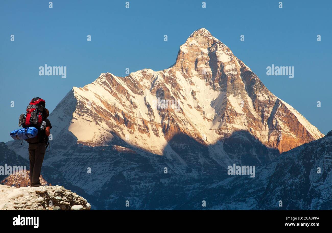 mount Nanda Devi, one of the best mounts in Indian Himalayas, seen from ...