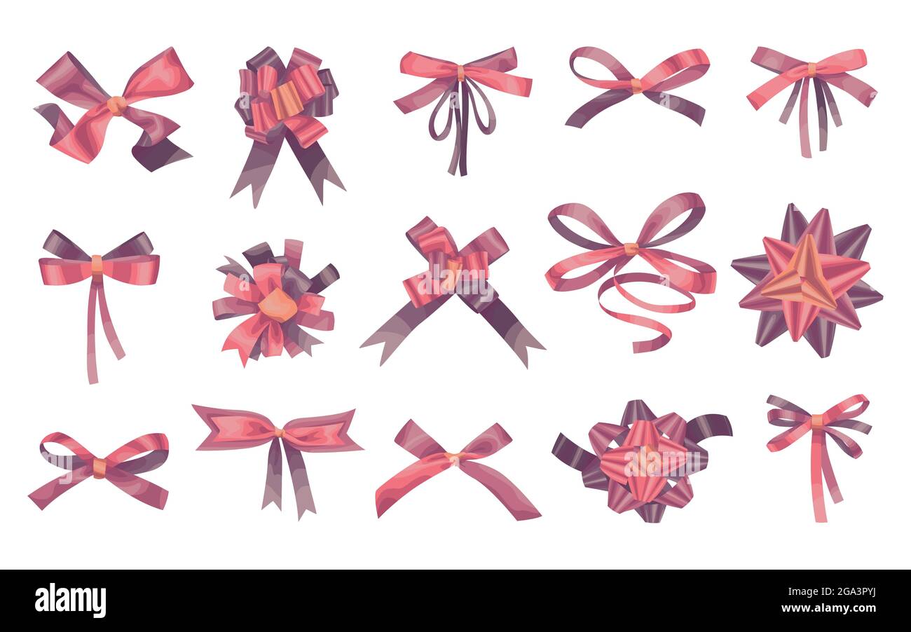 Collection of vector illustrations of various bows and ribbons ...