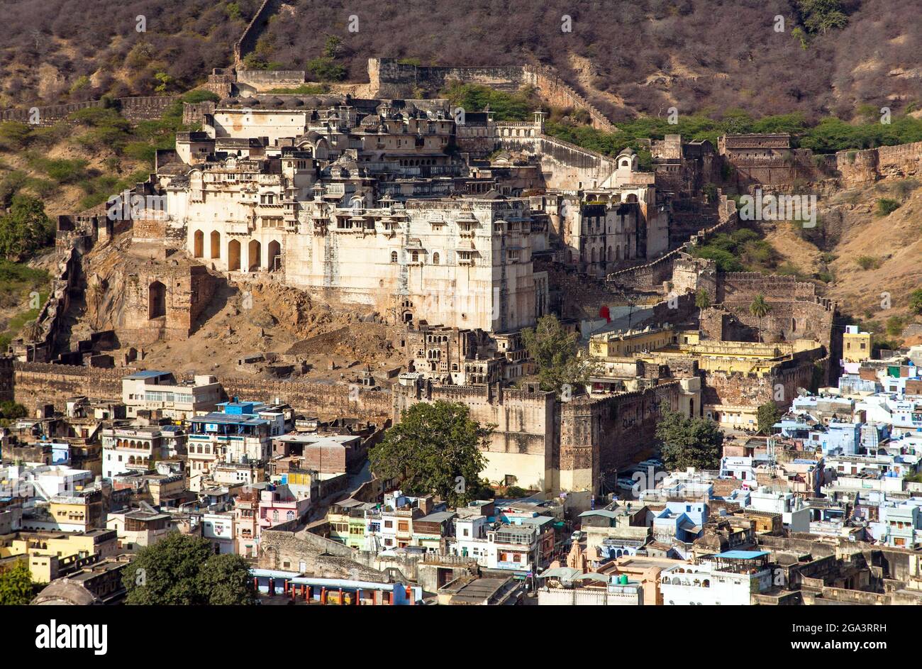 Taragarh fort in Bundi town, typical medieval fortress in Rajasthan ...