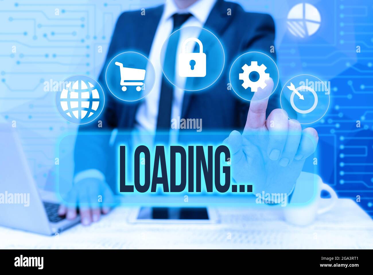 Hand writing sign Loading.... Business approach applying an extra ...