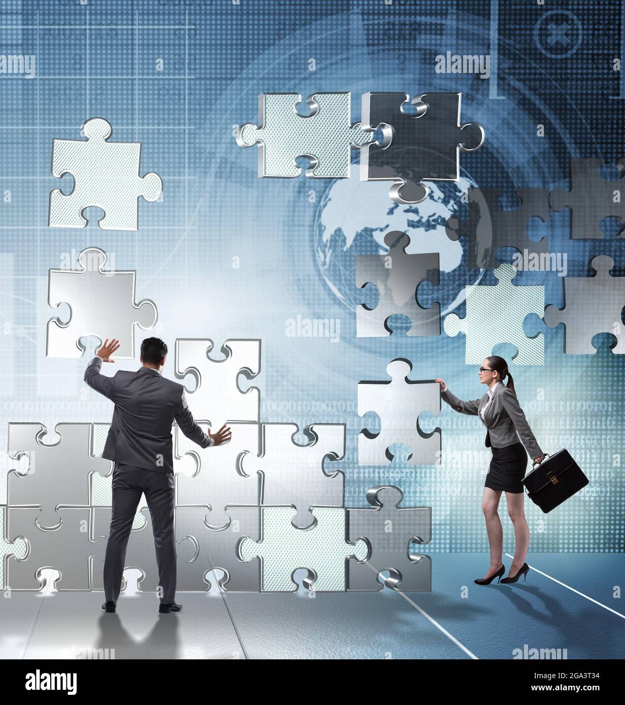 The business concept of teamwork with puzzle pieces Stock Photo - Alamy
