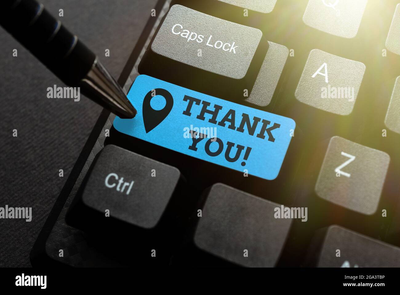 Sign displaying Thank You. Word Written on a polite expression used ...