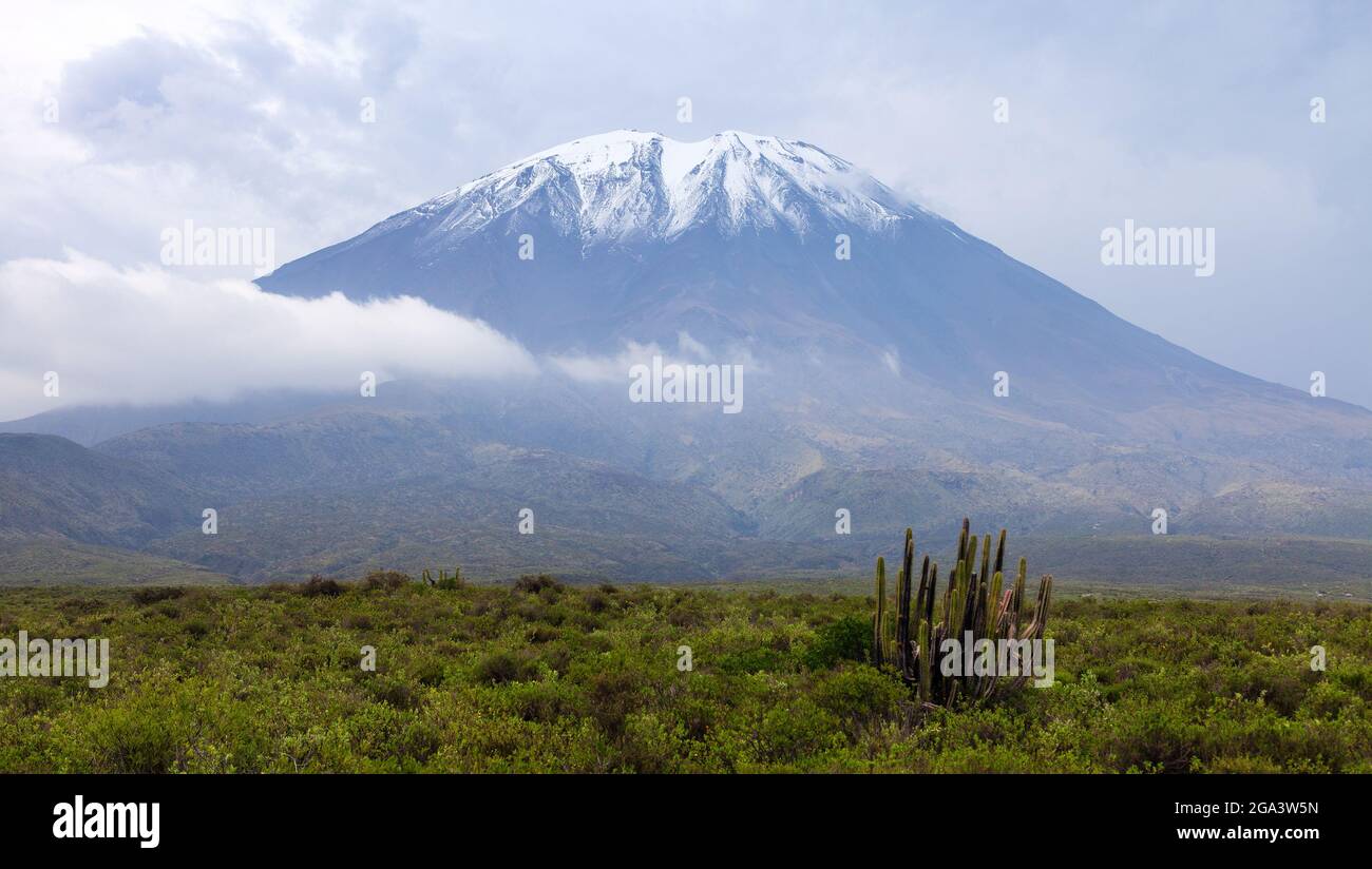 El Misti volcano in the middle of clouds, one of the best of volcanoes ...