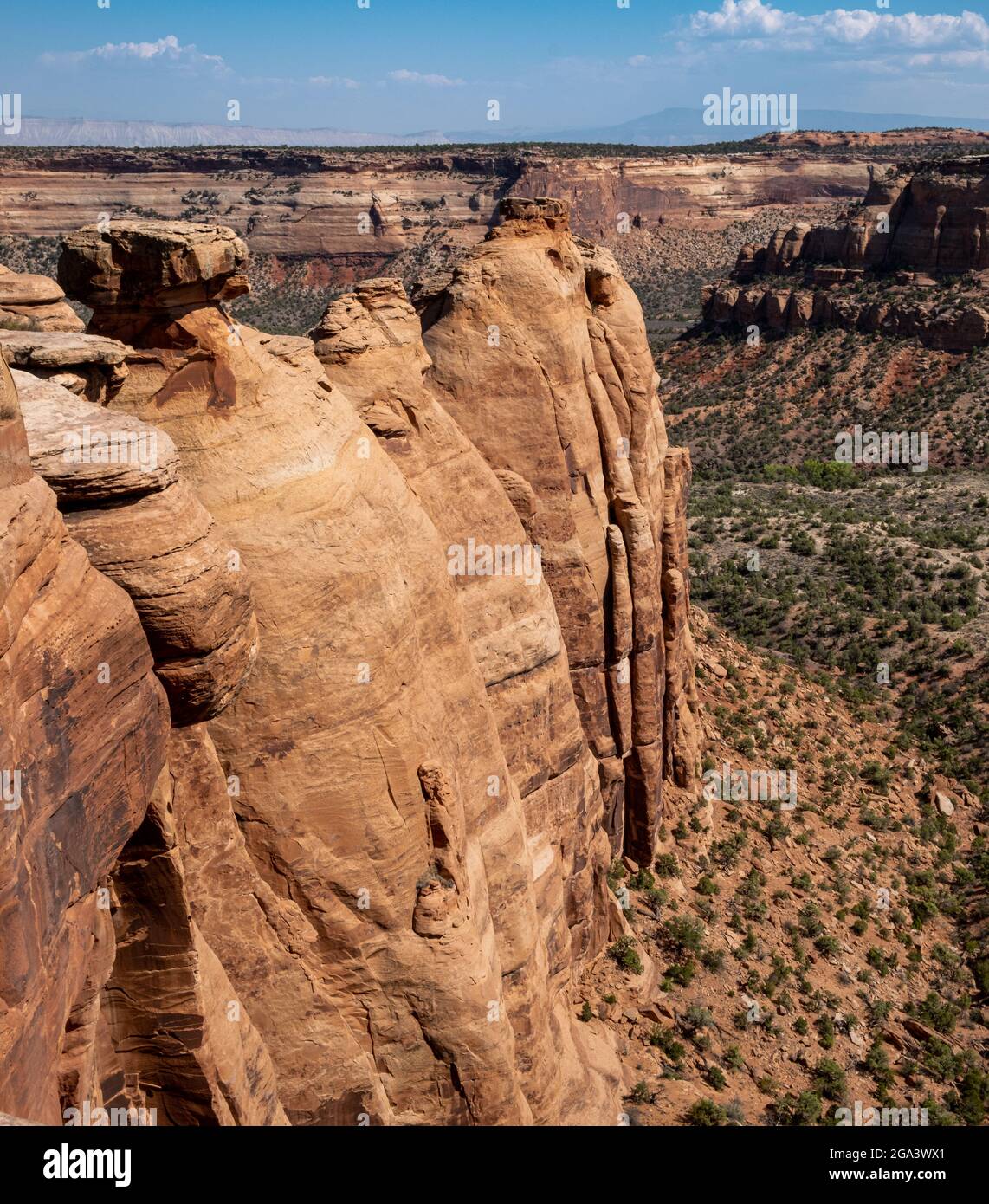Perspective view of the massive sandstone Coke Oven rock formations at ...