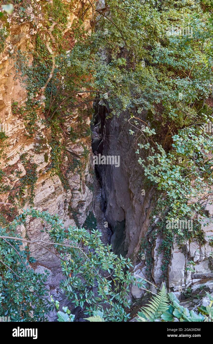 Natural scenery from the famous Ridomo gorge in Taygetus Mountain. The ...
