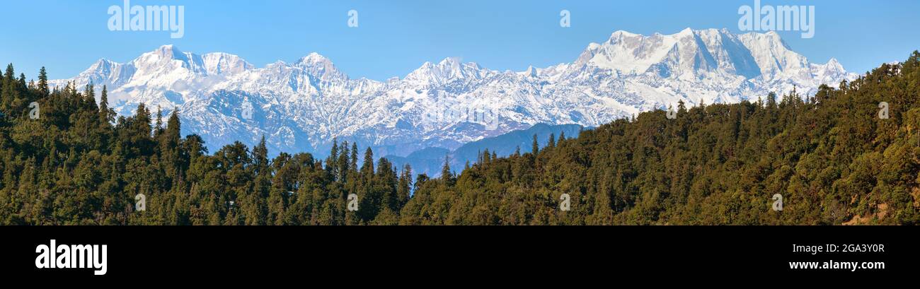Himalaya, panoramic view of Indian Himalayas, great Himalayan range, Uttarakhand India, Gangotri ...