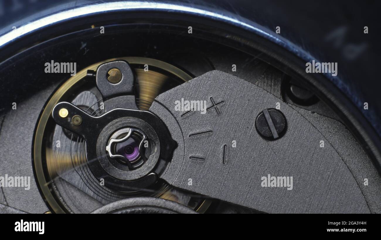 Watch mechanism macro loop. Old vintage clock mechanism working ...