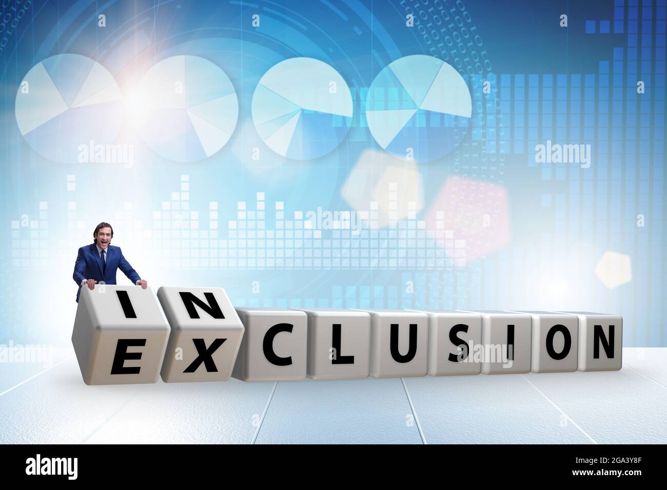 Businessman turning cubes in the inclusion and exclusion concept Stock ...