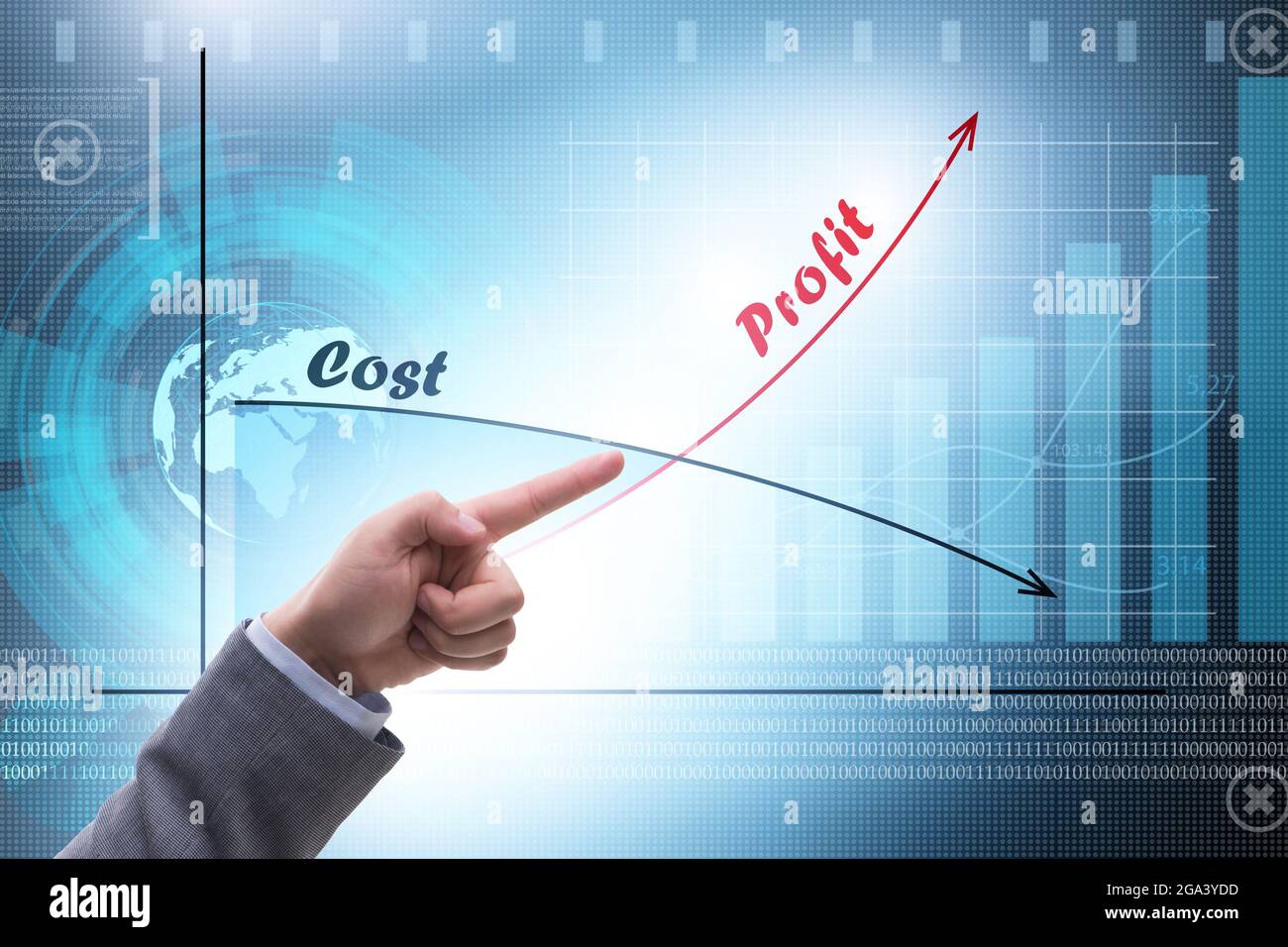 Concept of the proft and loss with businessman Stock Photo - Alamy