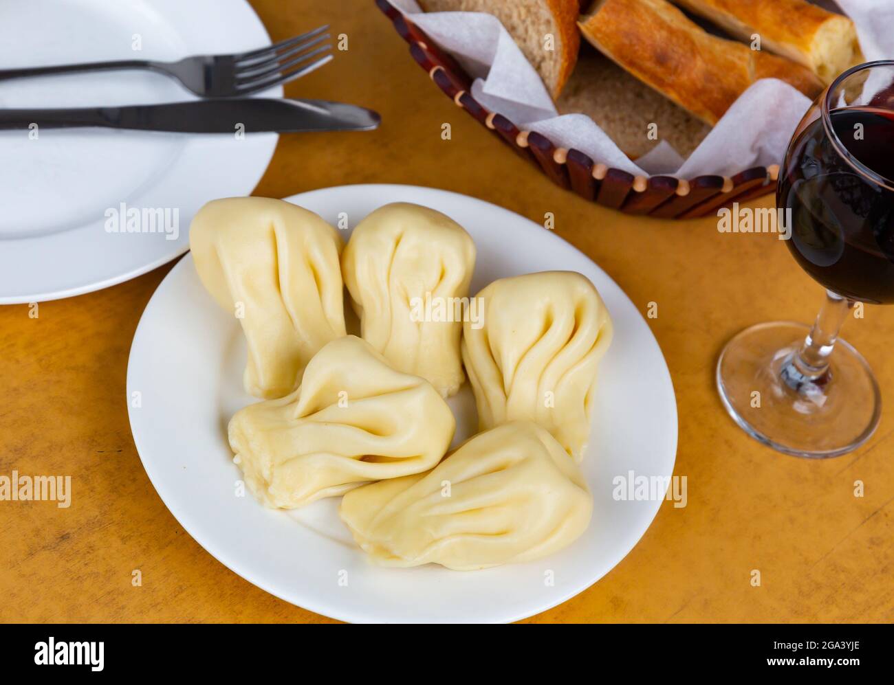 National dish of Georgian cuisine Khinkali Stock Photo - Alamy
