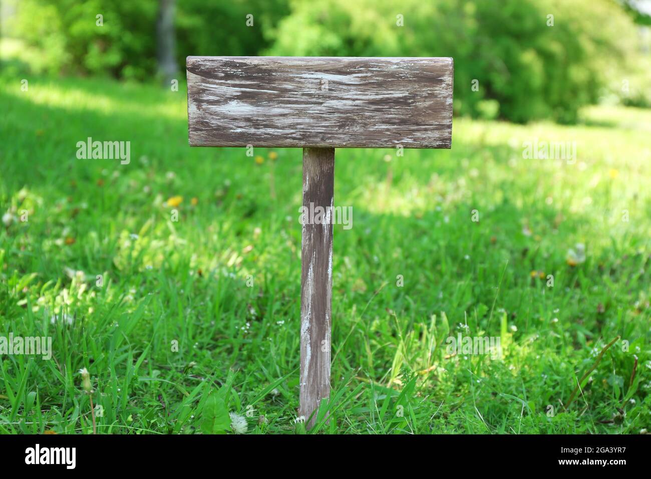 Wooden signboard over grass, outdoors Stock Photo - Alamy