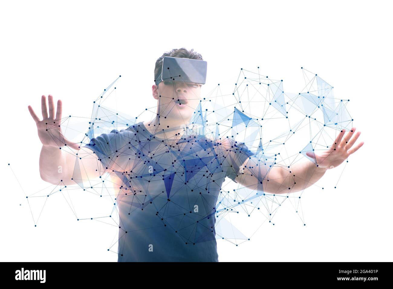 Man in neural network concept with the VR glasses Stock Photo - Alamy